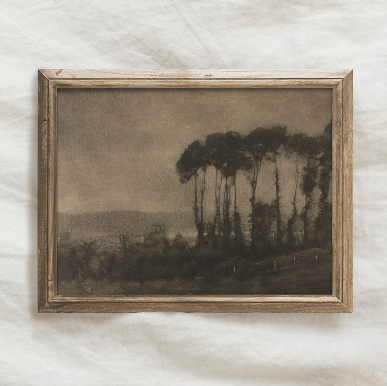 Moody Farmhouse Art Print / Rustic Forest Painting Digital | Etsy