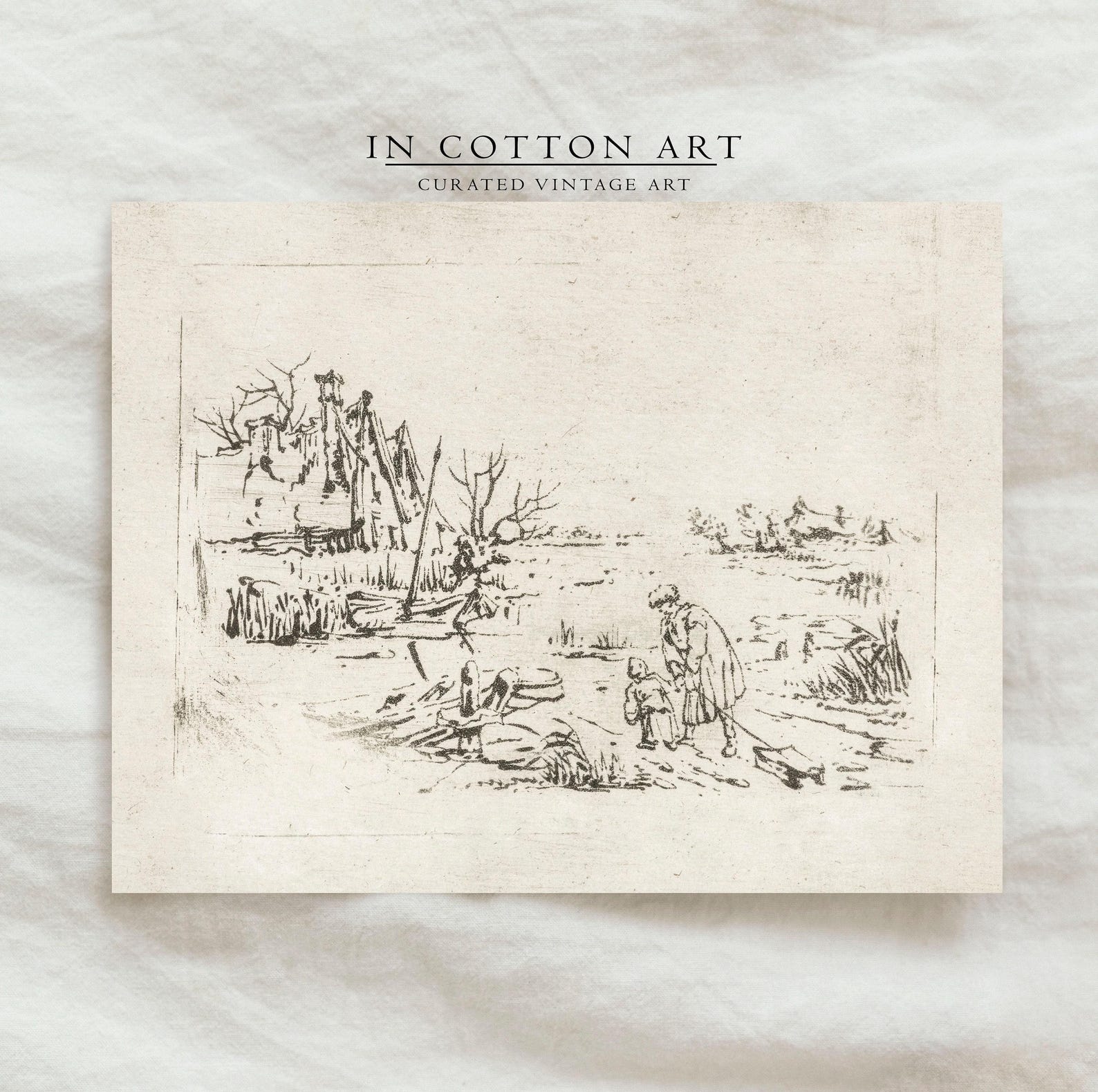 Neutral Winter Holiday Print / Minimalist Christmas Wall Art Sketch ...