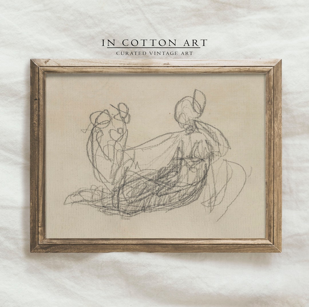 Female Figure Sketch PRINTABLE / Vintage Abstract Drawing Woman Art ...