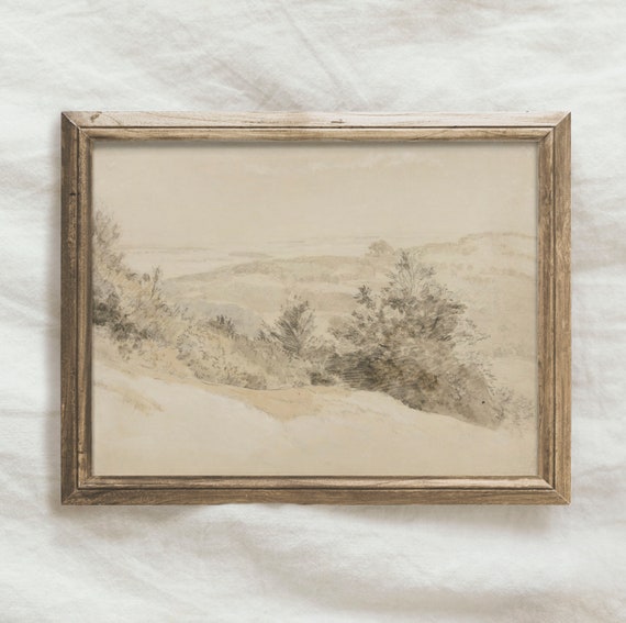 Beige Landscape Painting PRINTABLE / Neutral Minimalist Wall - Etsy