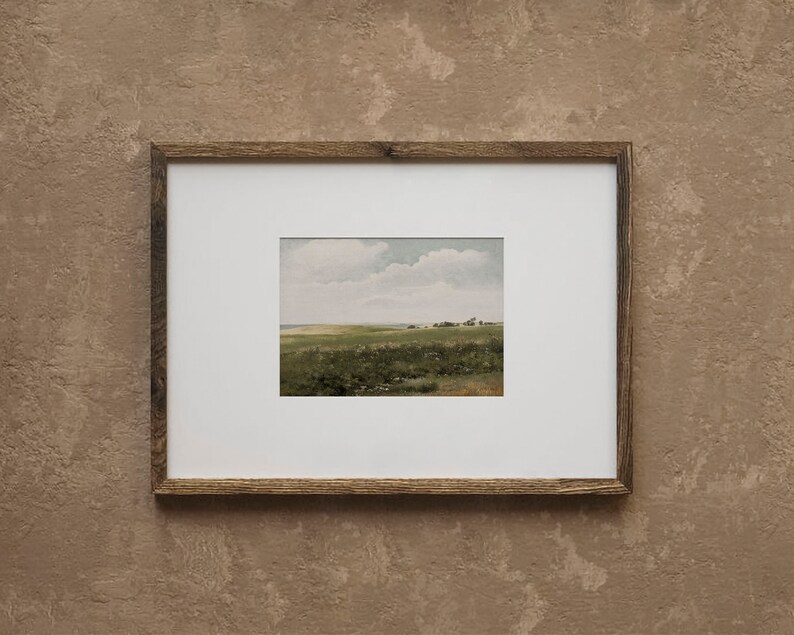 Vintage Green Landscape Oil Painting / Antique Scenery Art - Etsy