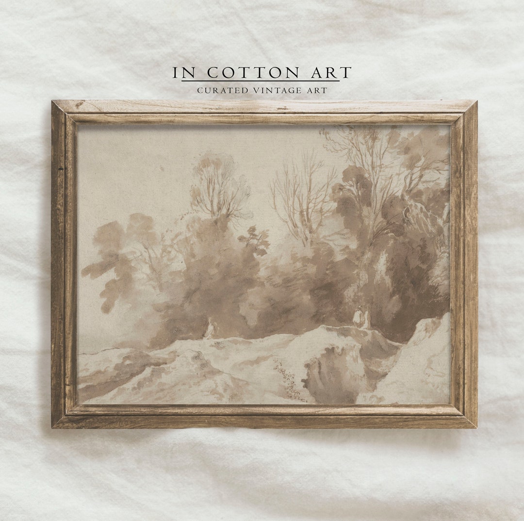 Vintage Sepia Landscape Print, Neutral Sepia Print, Sepia Watercolor ...