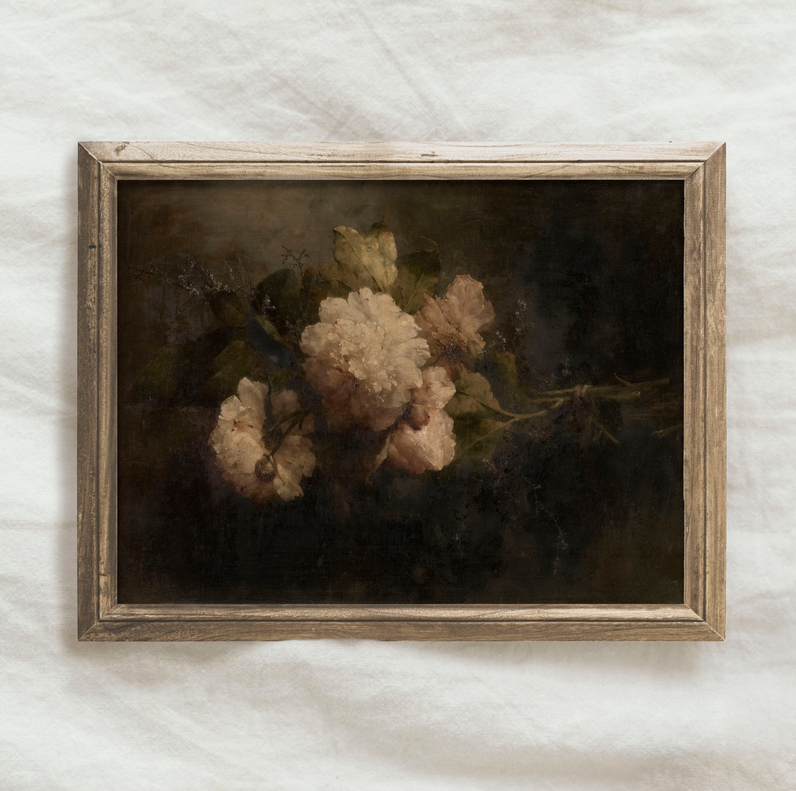 Moody Floral Oil Painting PRINTABLE / Dark Vintage Still Life - Etsy