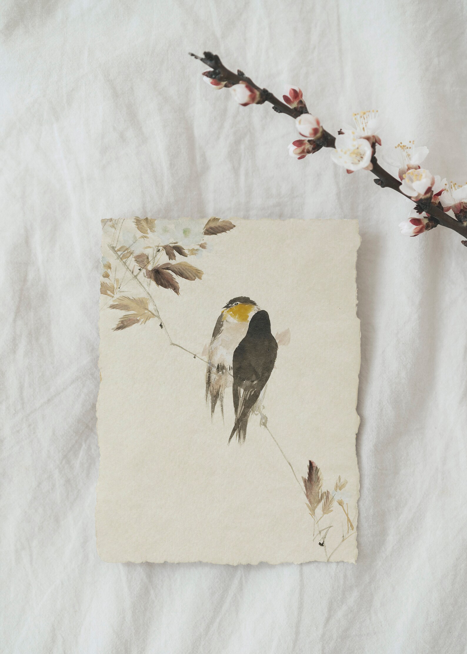 Neutral Bird Illustration / Vintage Farmhouse Nursery Art - Etsy