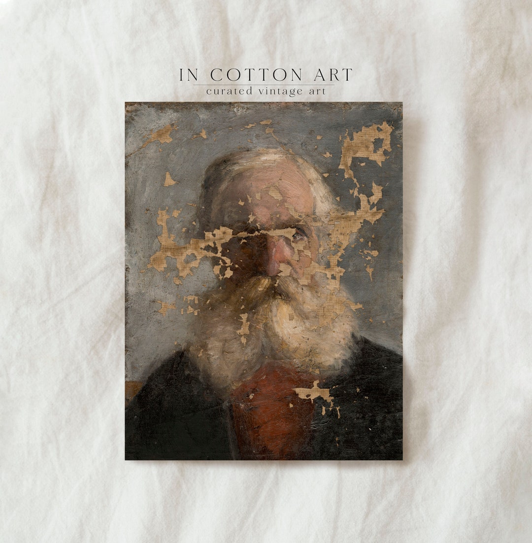 Vintage Moody Man Portrait Oil Painting / Antique Dark Portrait Digital ...