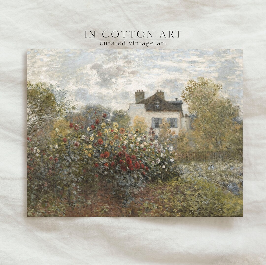 Vintage Rose Garden Oil Painting PRINTABLE / French Cottage Wall Decor ...