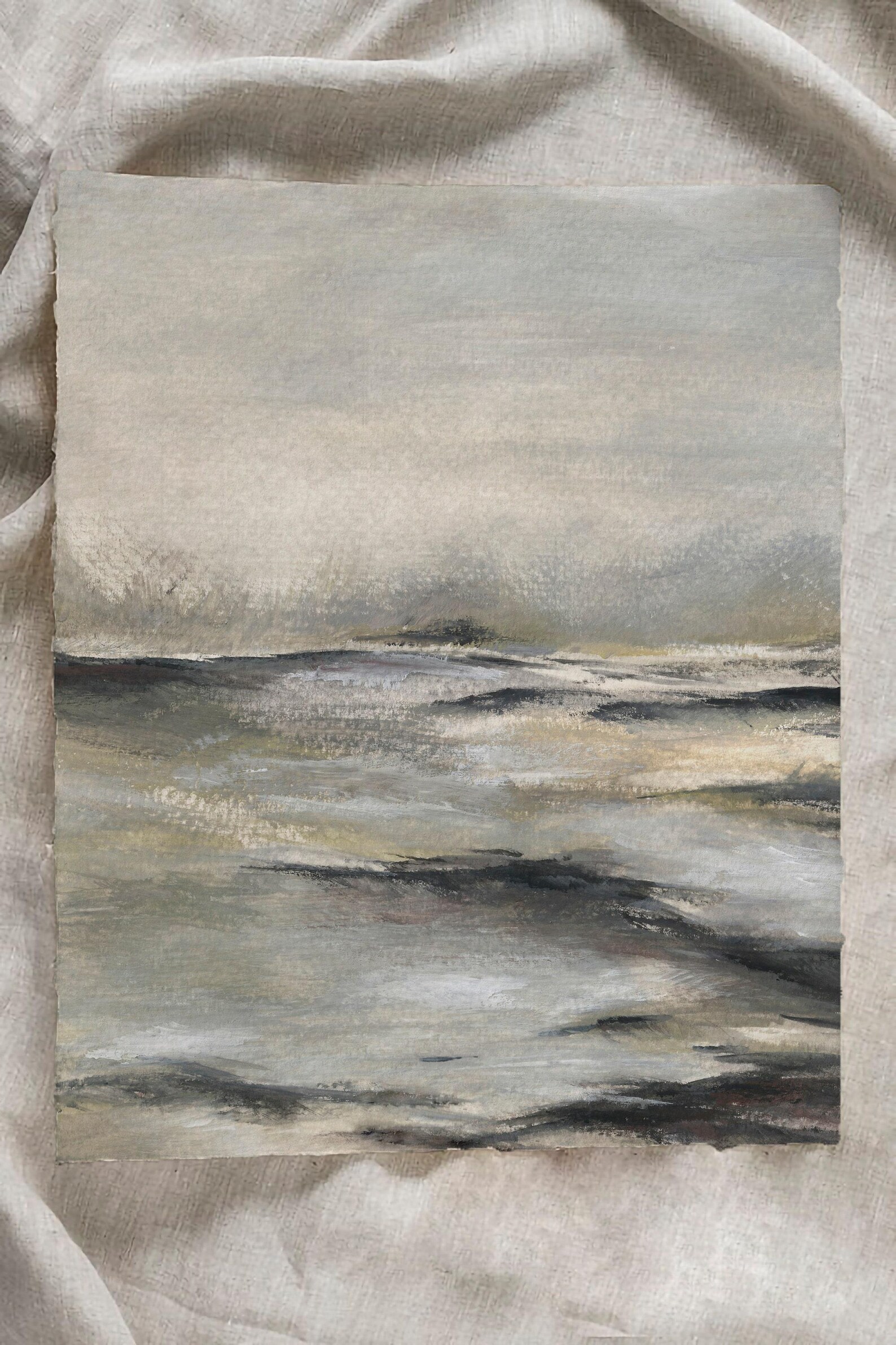 Calming Painting Neutral, Blue and Beige Abstract Painting, Abstract ...