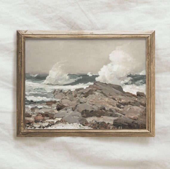 Vintage Seascape Scenery Painting / Antique Ocean Art Print / - Etsy
