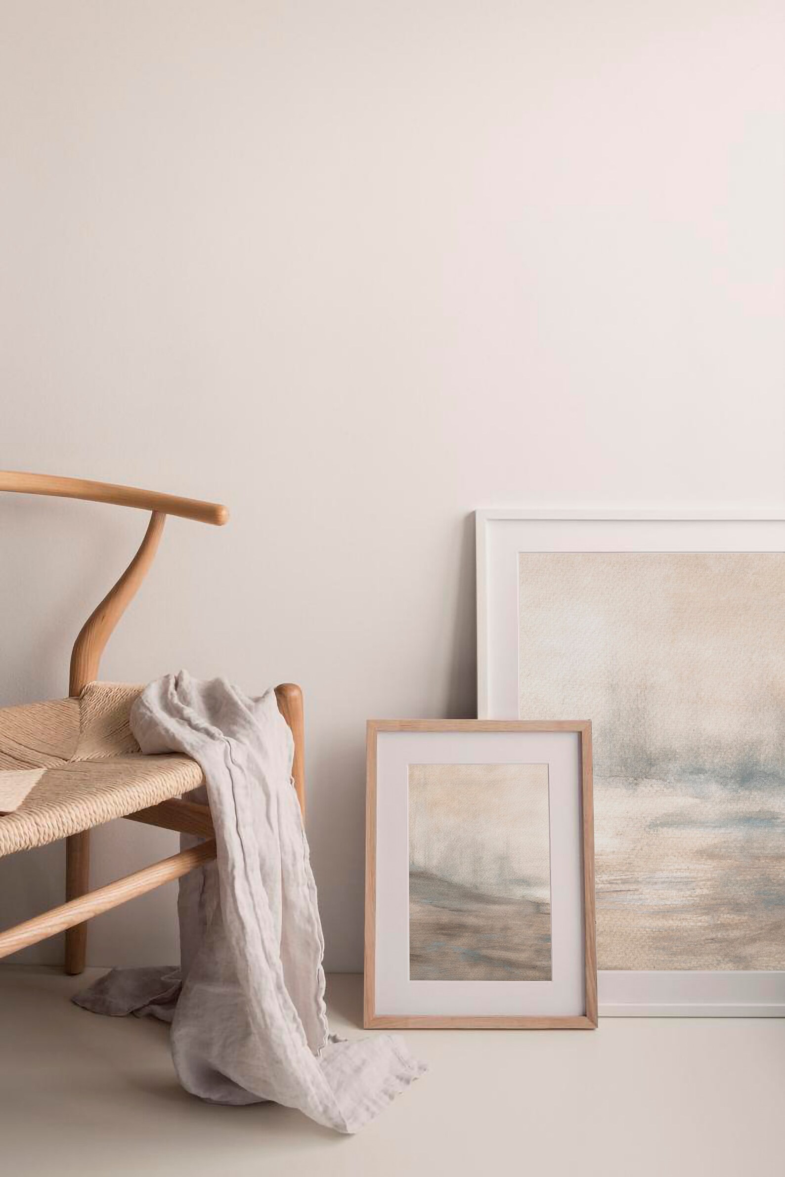 Vintage Muted Printable Wall Art Set of 2 Beige Blue Prints | Etsy