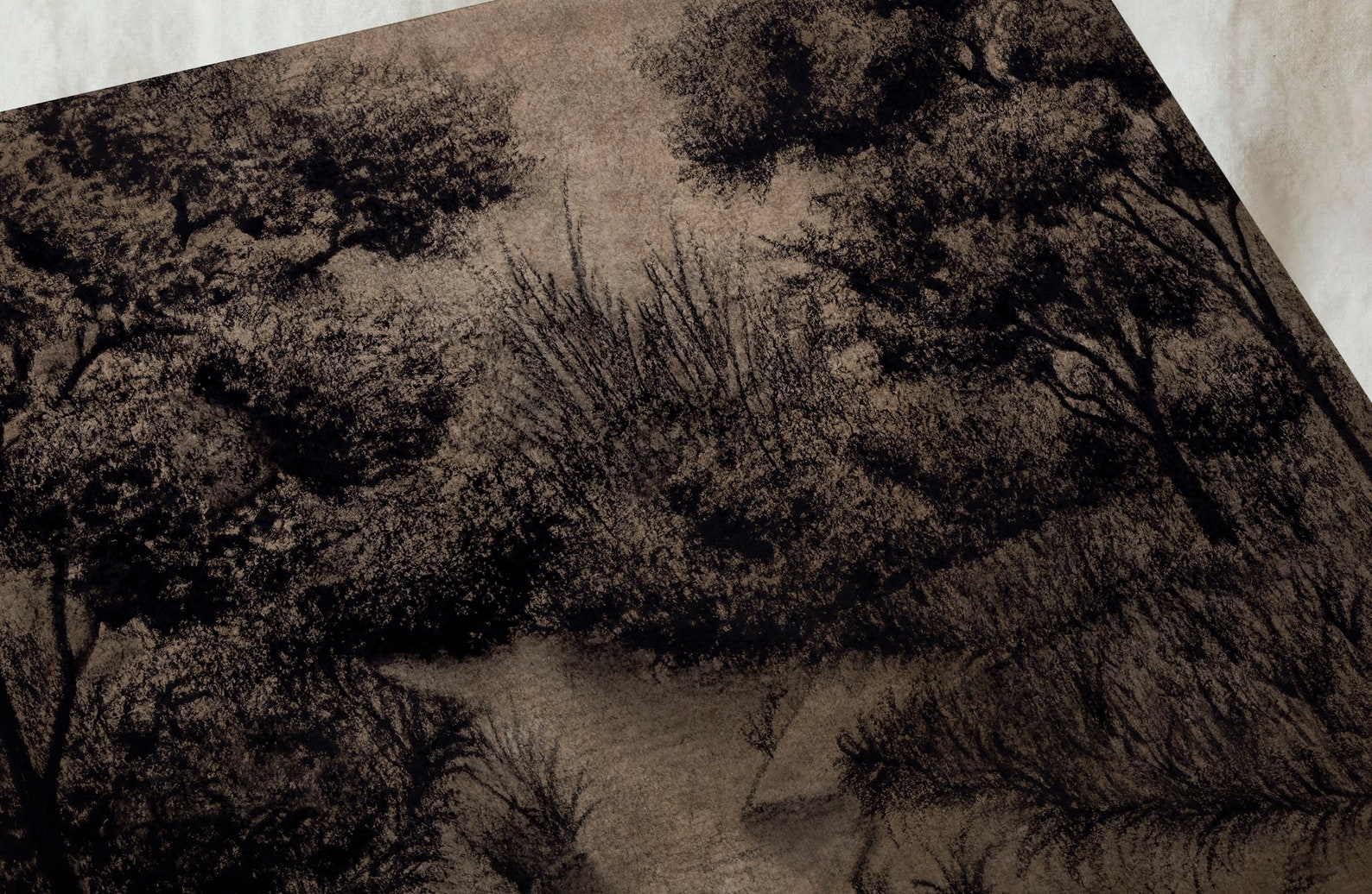 Moody Charcoal Landscape Drawing PRINTABLE / Vintage Dark | Etsy