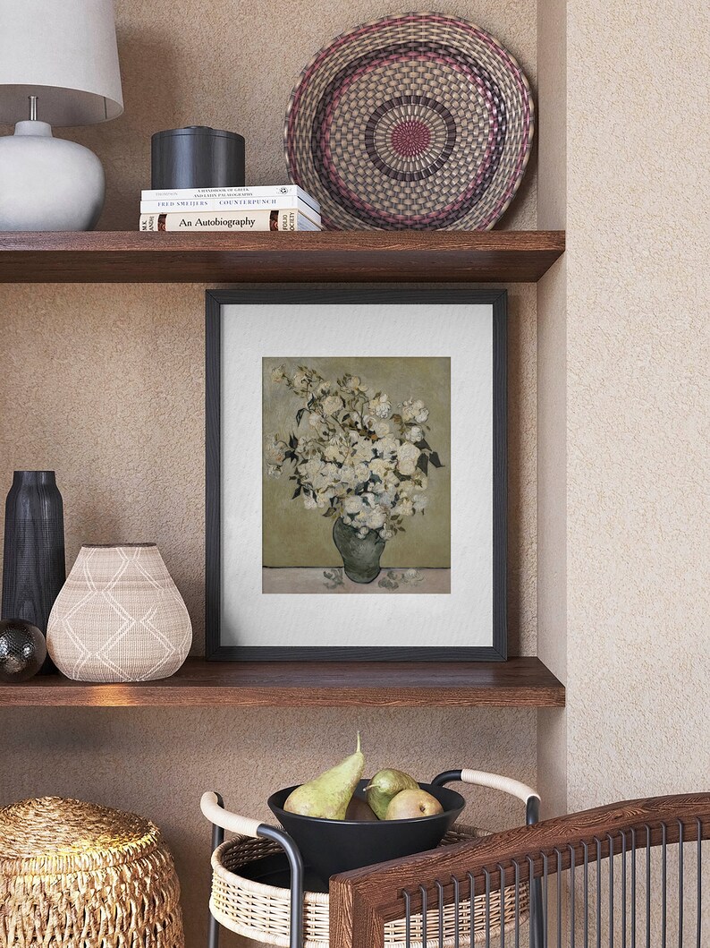 Neutral Still Life Roses Painting PRINTABLE / White Flower - Etsy