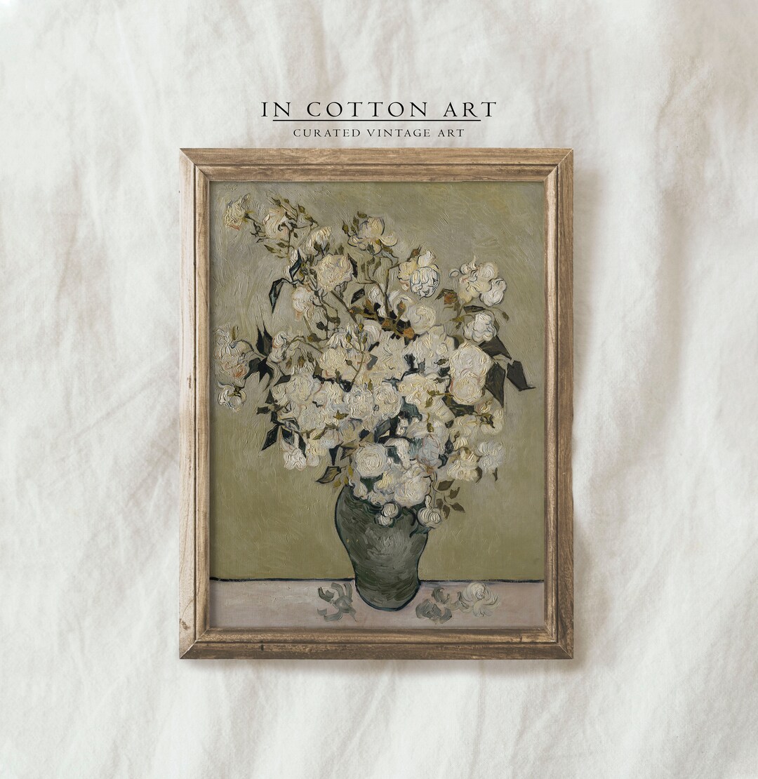 Neutral Still Life Roses Painting PRINTABLE / White Flower Vase ...
