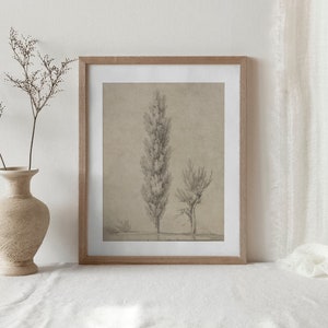 Vintage Beige Tree Drawing Digital Download / Antique Neutral - Etsy