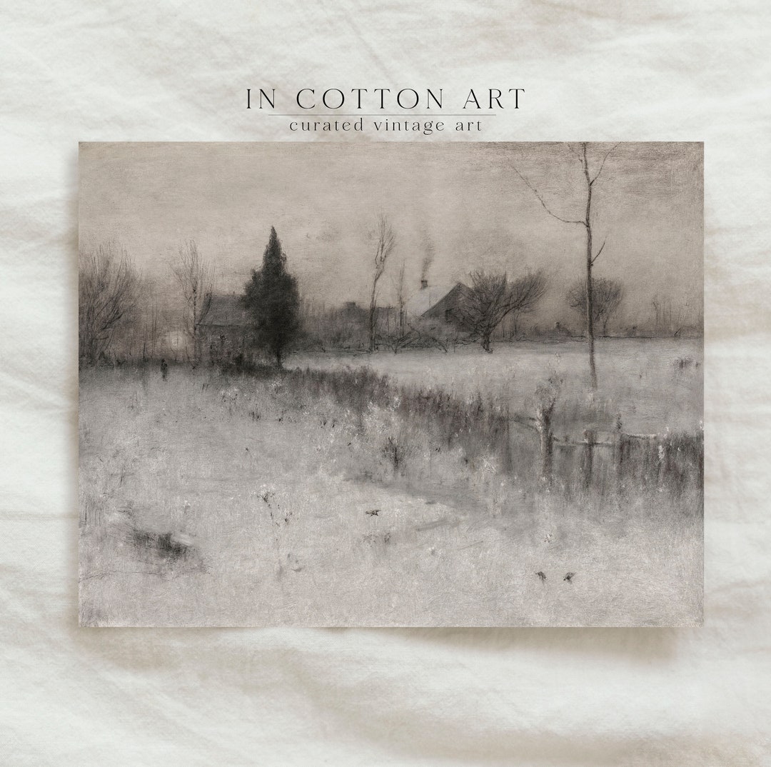 Moody Winter Landscape Print / Country Farmhouse Holiday Decor ...