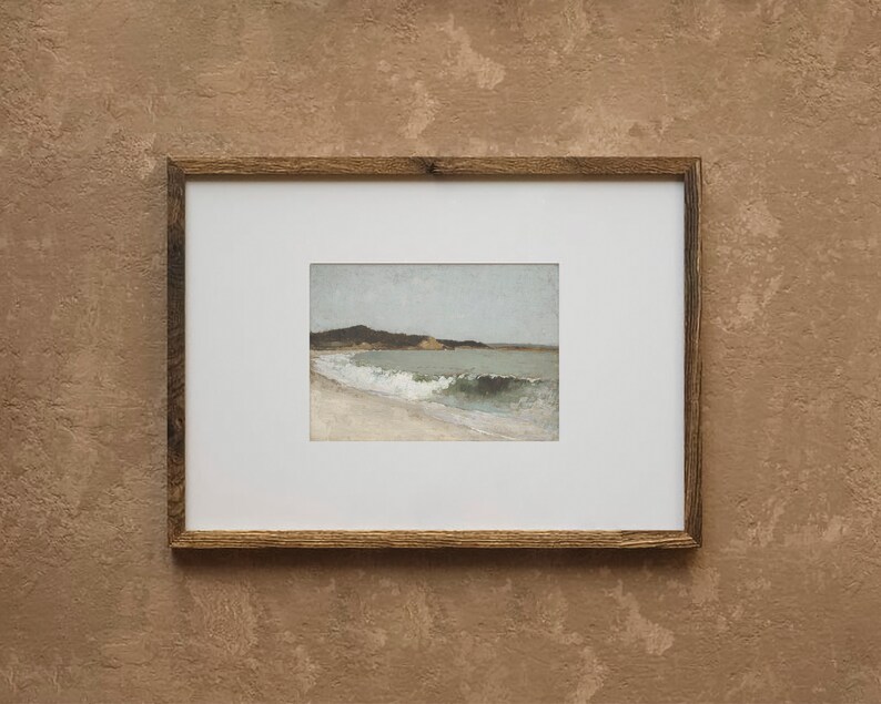 Muted Neutral Beach Art Print / Vintage Seascape Scenery - Etsy