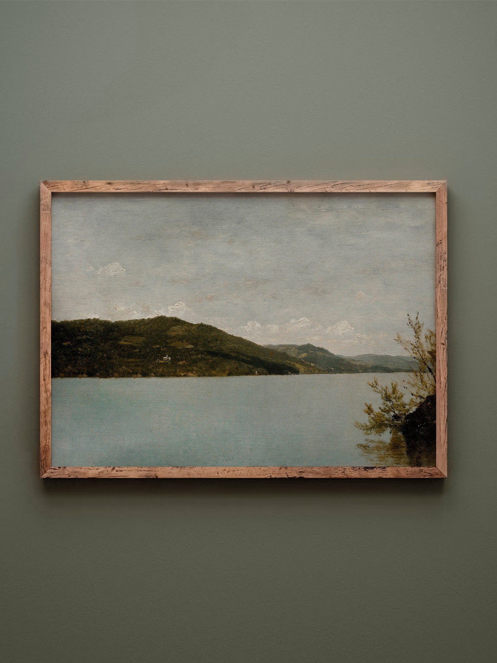 Antique Lake Landscape Painting / Vintage Tonal Art Print / - Etsy