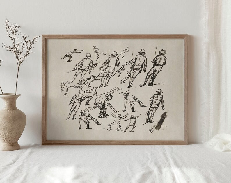 Vintage Ice Skating Sketch PRINTABLE / Holiday Neutral Drawing - Etsy