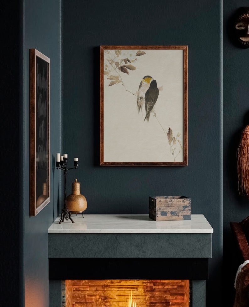 Neutral Bird Illustration / Vintage Farmhouse Nursery Art - Etsy