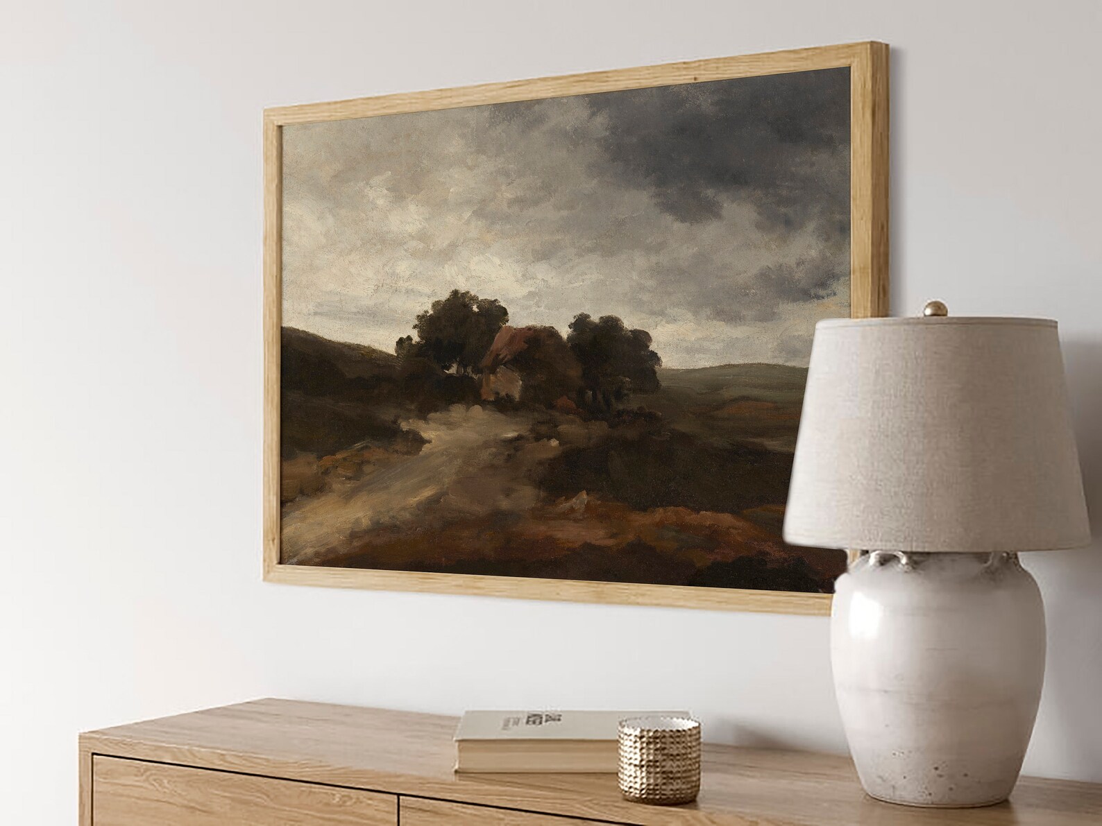 Moody Landscape Oil Painting / Rustic Farmhouse Art Print / - Etsy