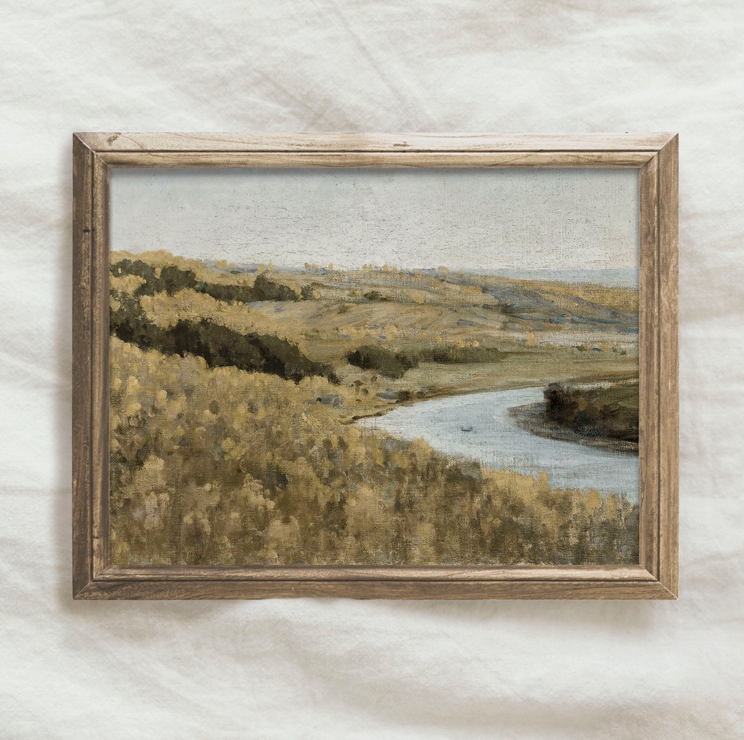 Vintage Tonal Landscape Oil Painting PRINTABLE / Farmhouse - Etsy