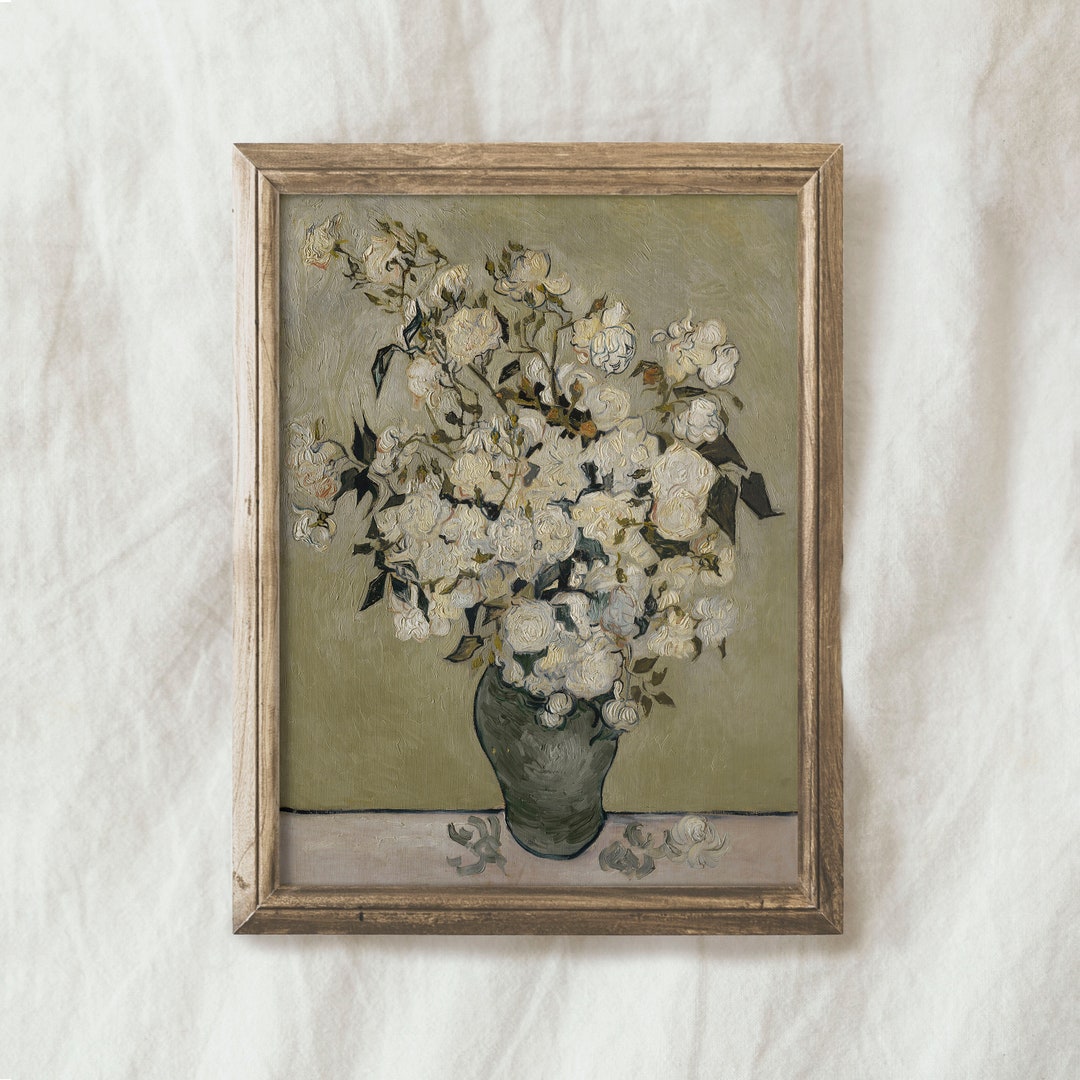 Neutral Still Life Roses Painting PRINTABLE / White Flower - Etsy