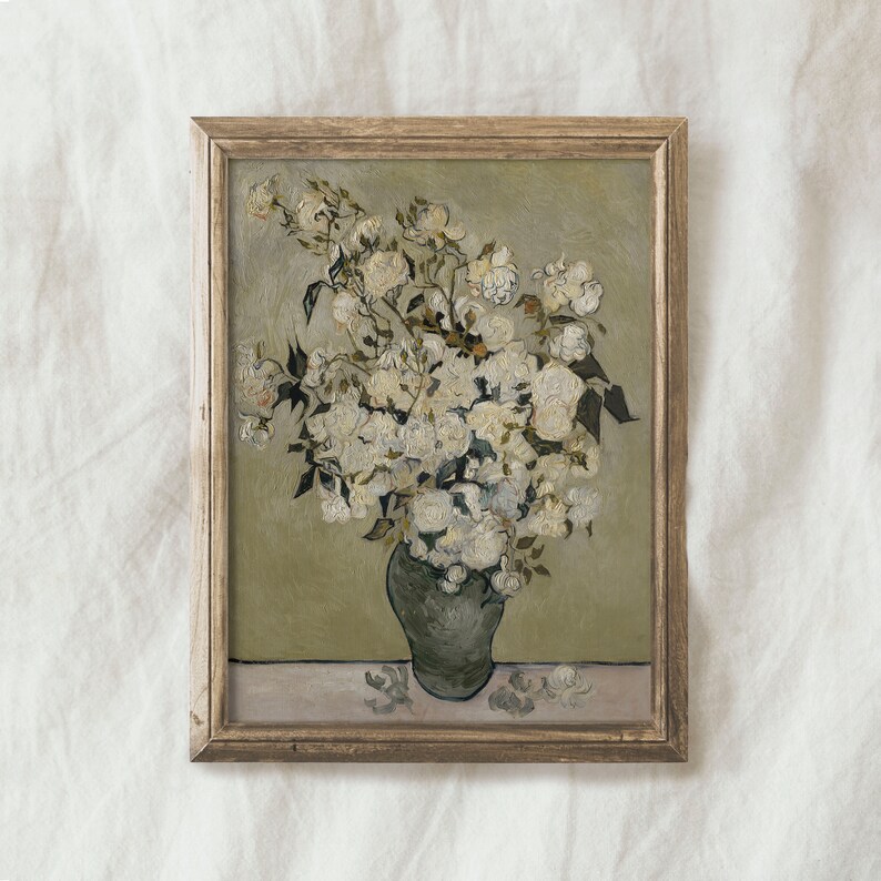 Neutral Still Life Roses Painting PRINTABLE / White Flower - Etsy