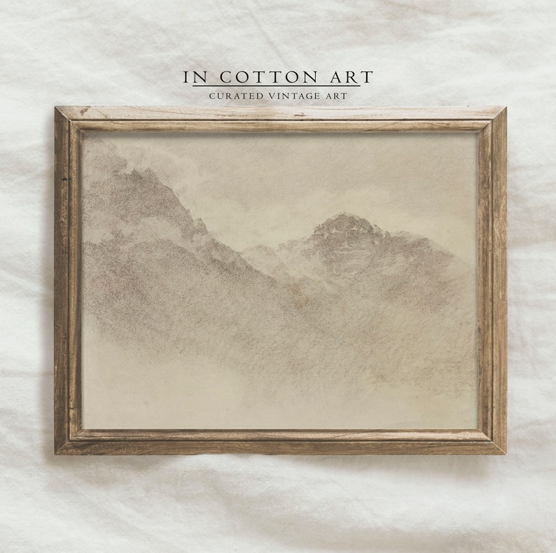 Minimalist Neutral Drawing PRINTABLE / Soft Beige Mountain - Etsy