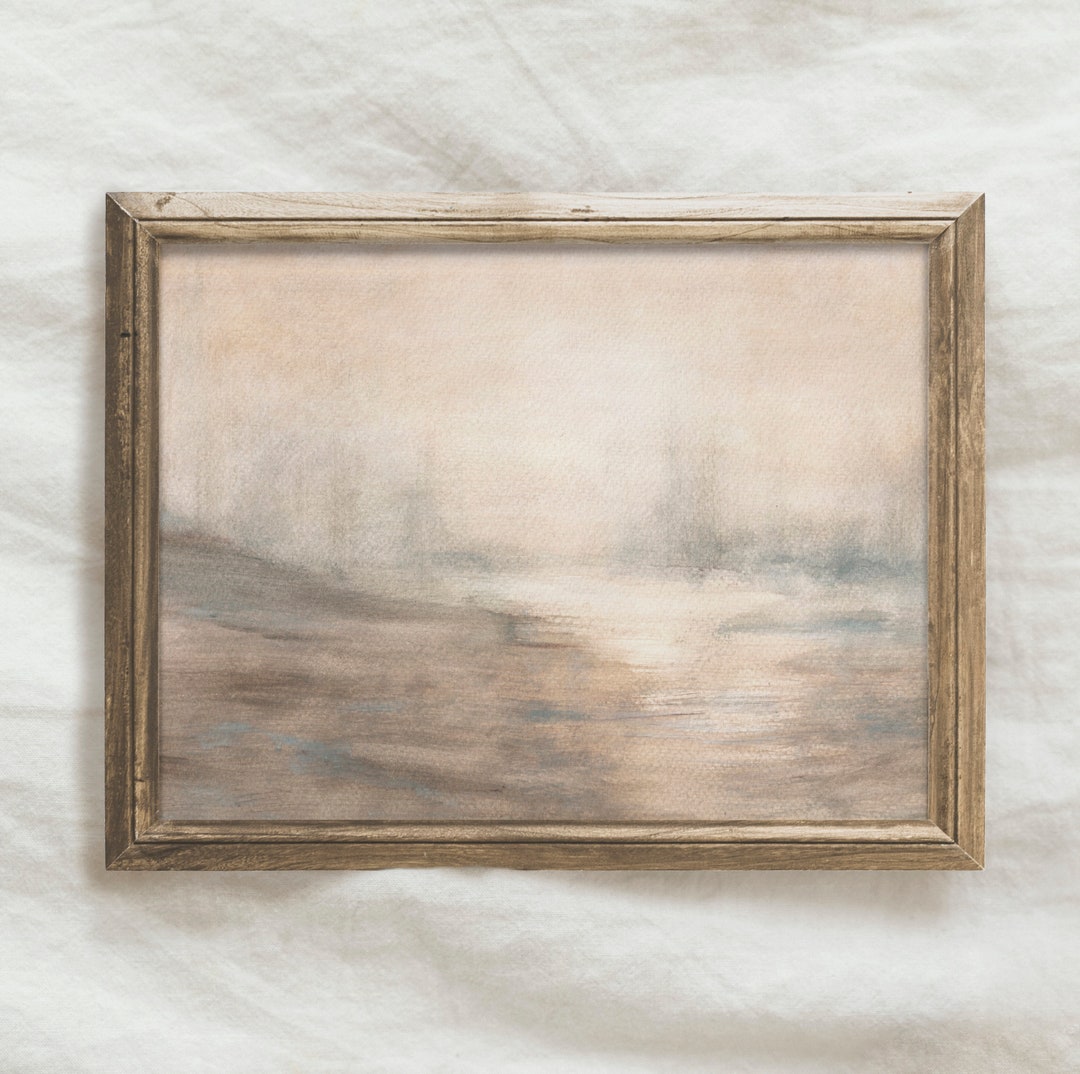 Muted Abstract Landscape PRINTABLE / Soft Beige and Blue Contemporary ...