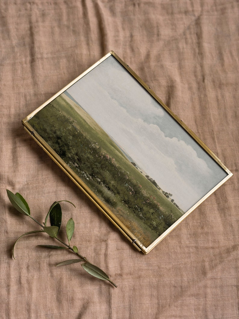Vintage Green Landscape Oil Painting / Antique Scenery Art - Etsy