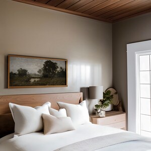 Long Print Above Bed / Moody Panoramic Landscape Wall Decor / Vintage ...