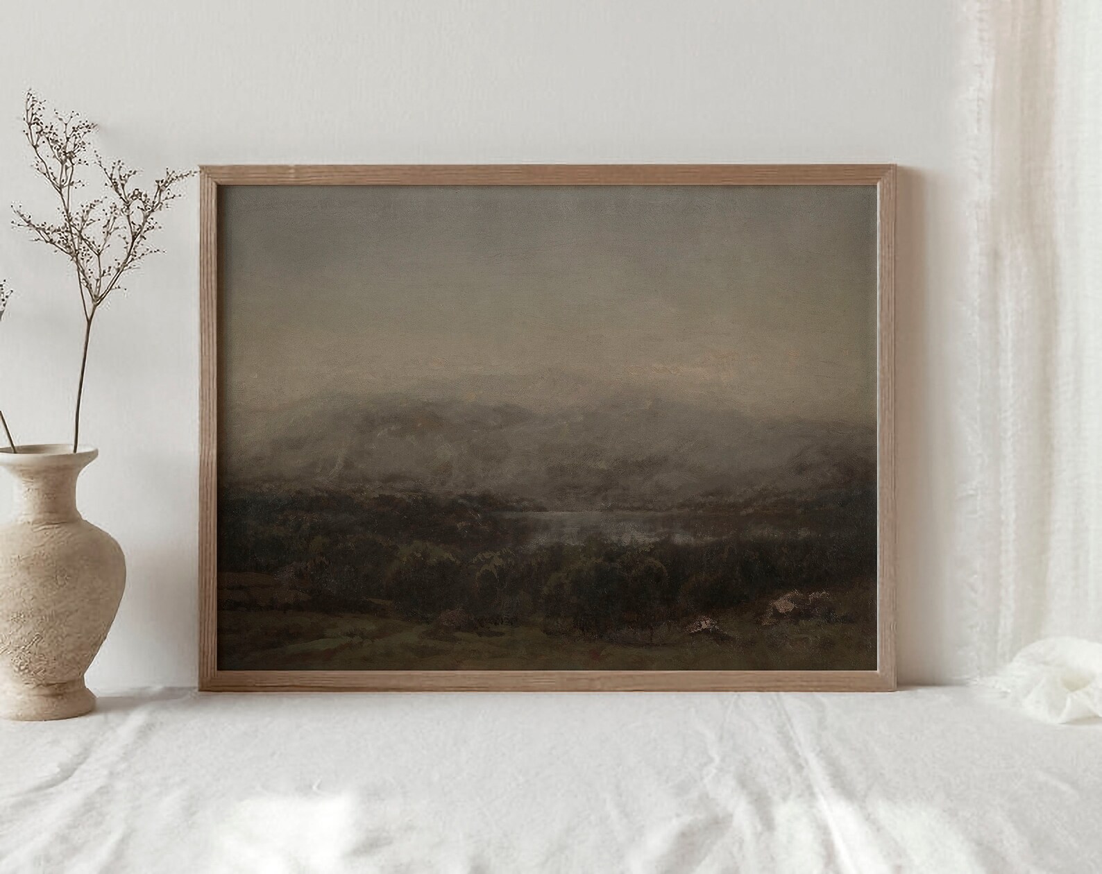Moody Vintage Landscape Oil Painting / Dark Green Scenery Art PRINTABLE ...
