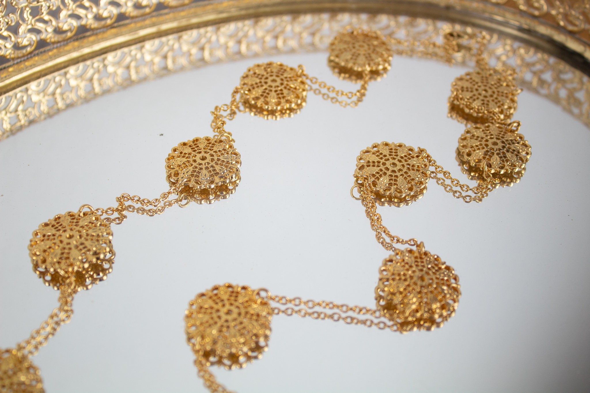 Long Gold Medallion Chain Necklace - Etsy UK