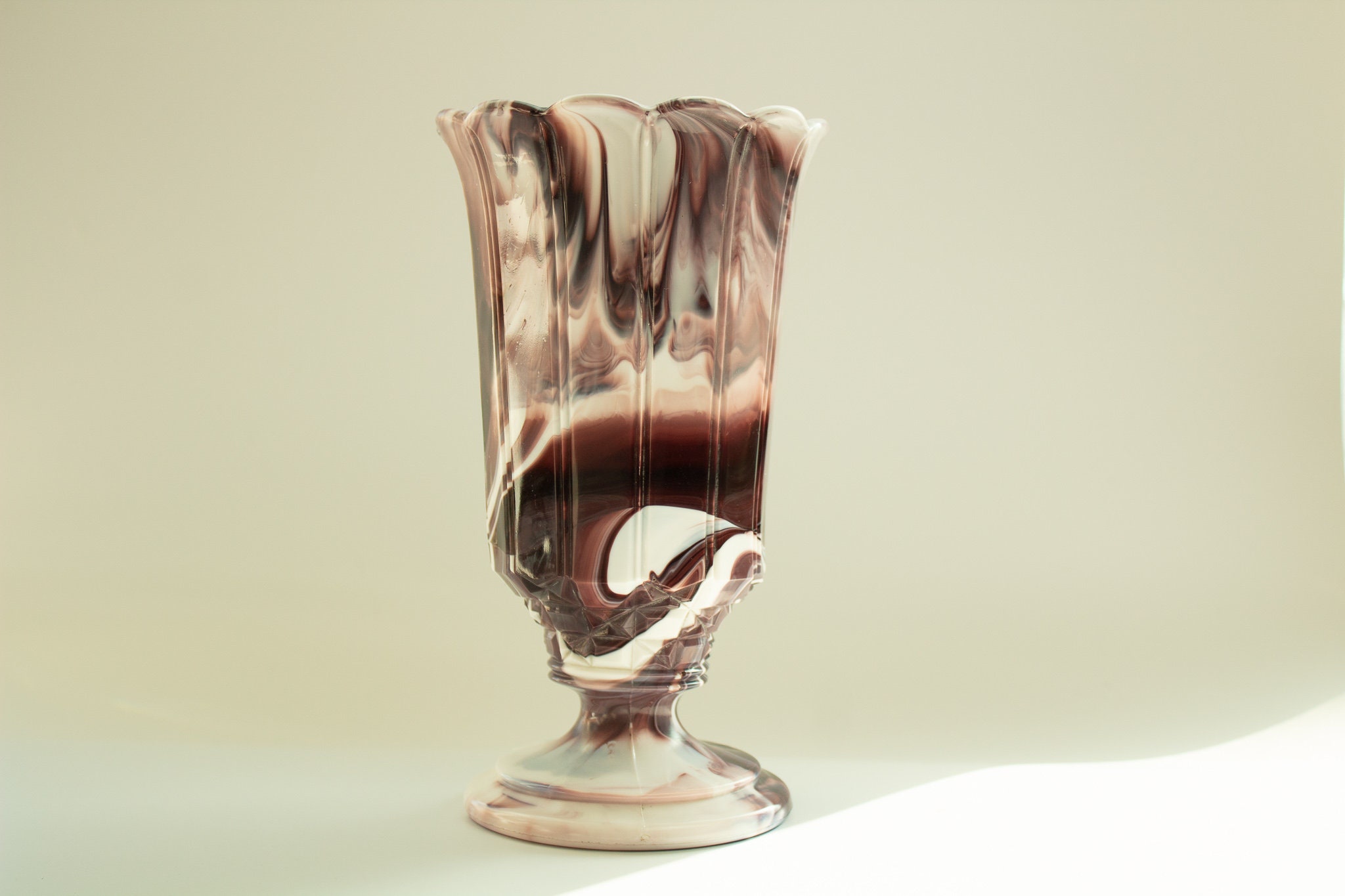 Antique Purple Slag Glass Pedestal Vase - Etsy