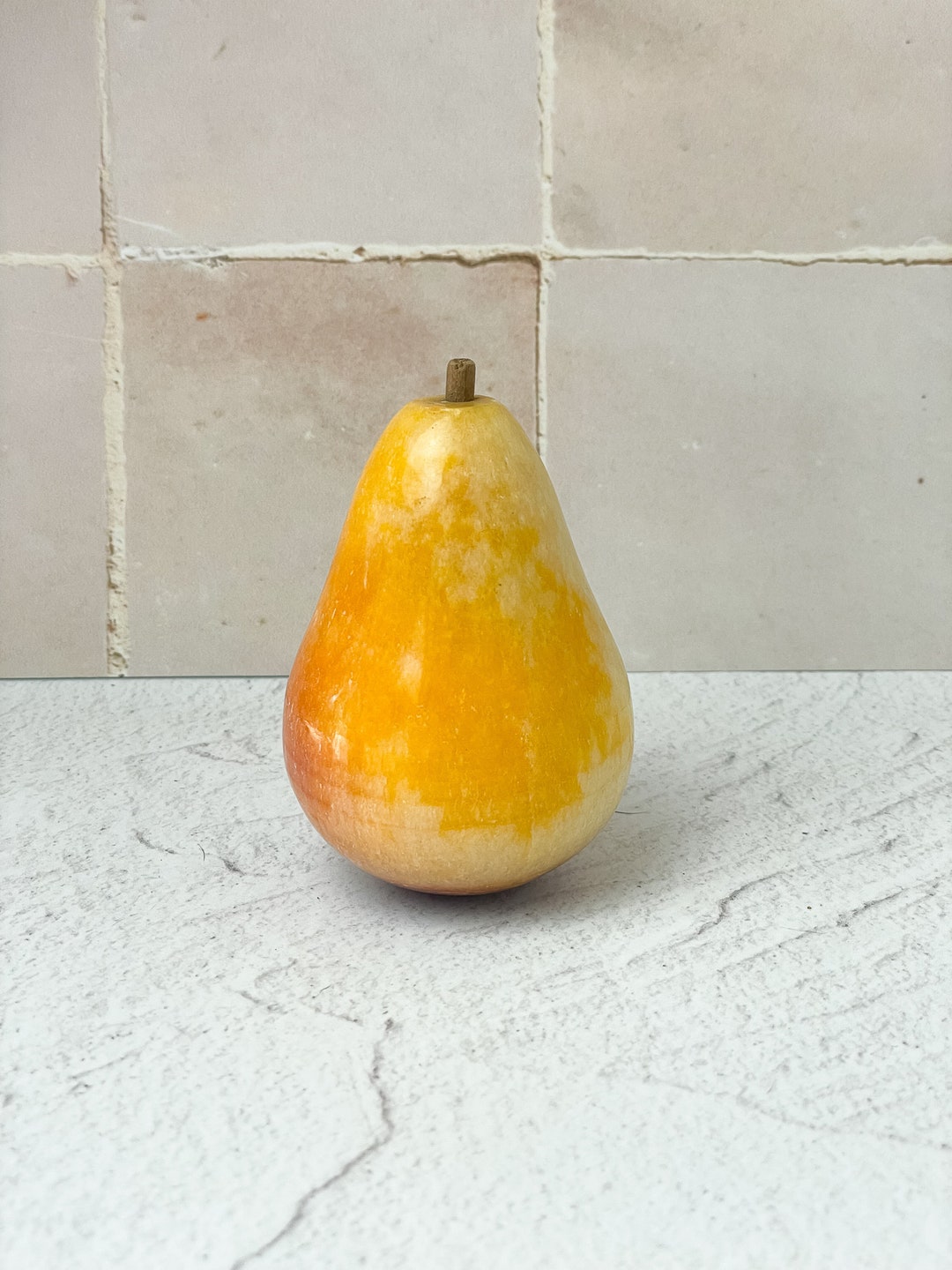 Vintage Alabaster Pear - Etsy