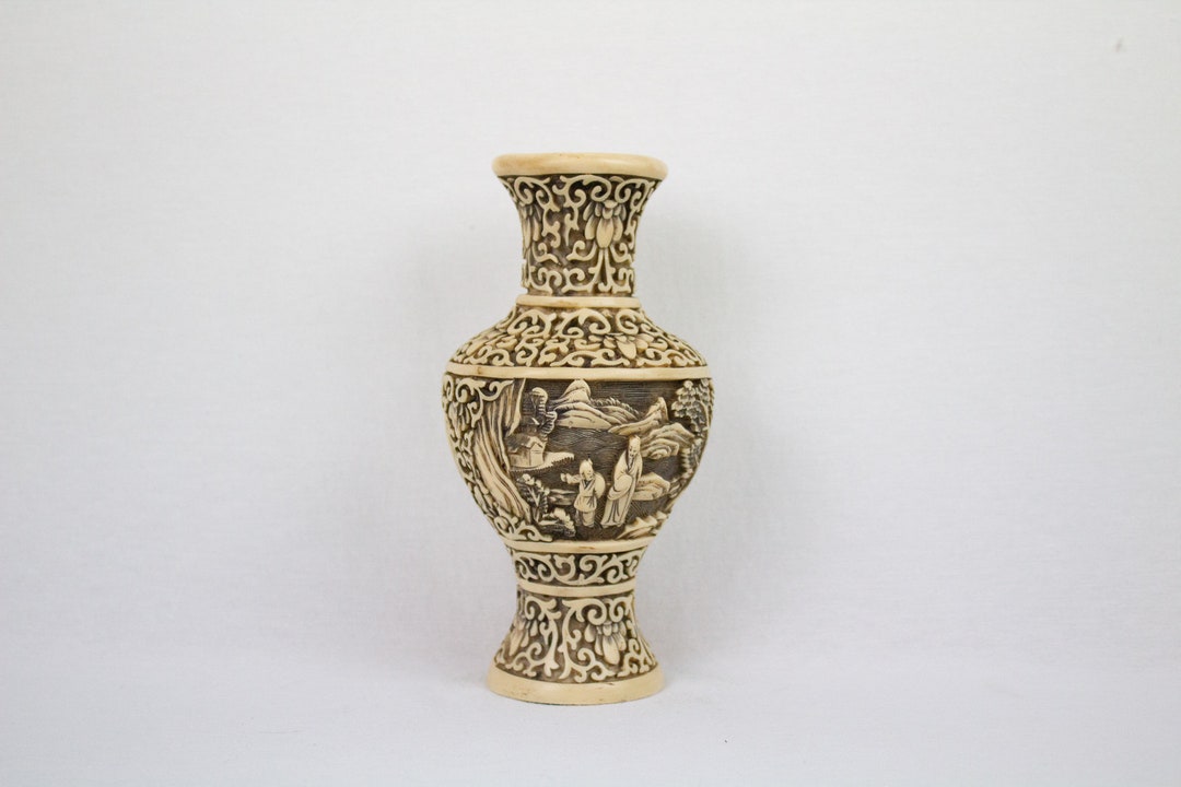 Italian Hand Carved Resin Vase - Etsy