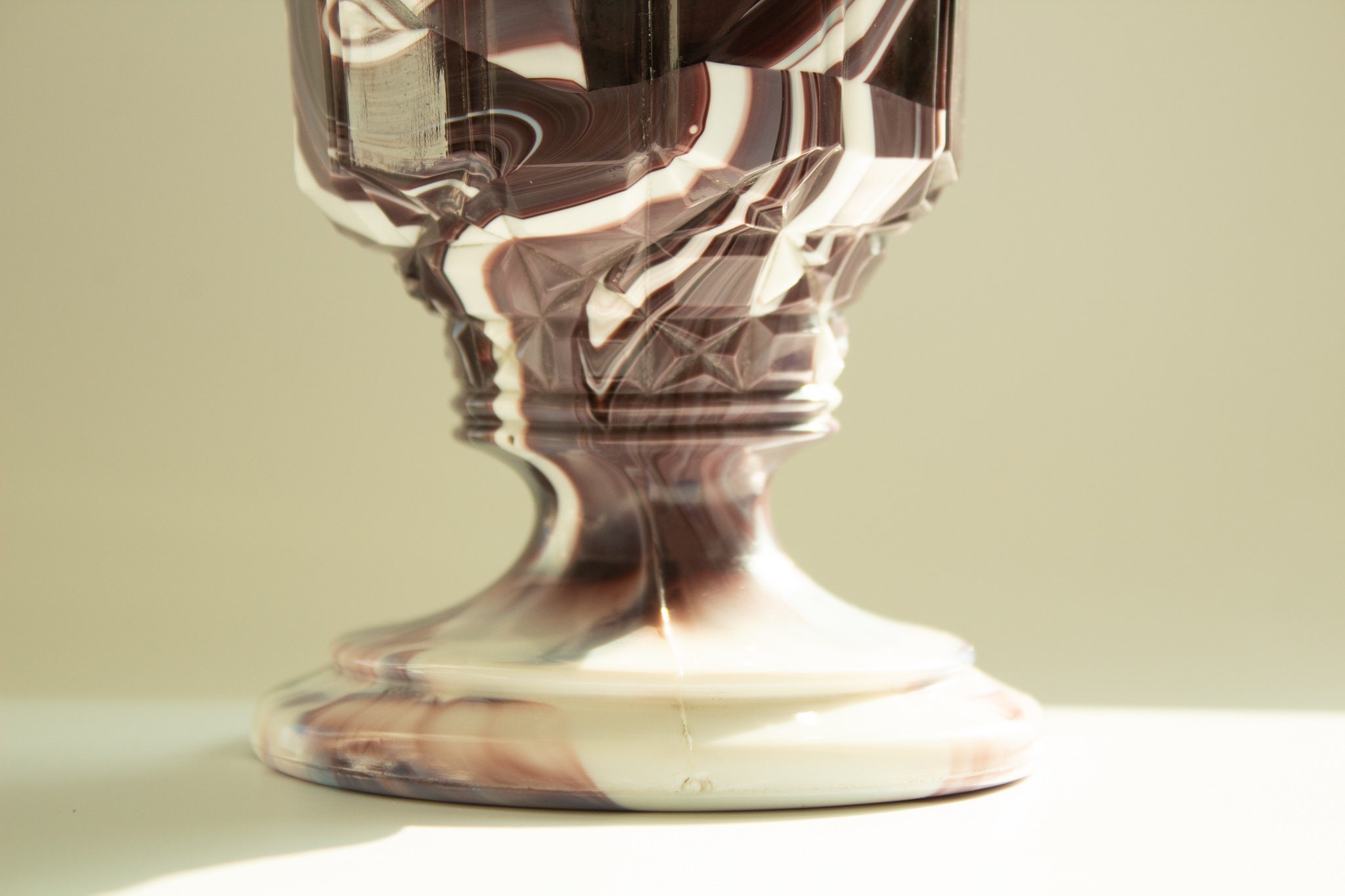 Antique Purple Slag Glass Pedestal Vase - Etsy