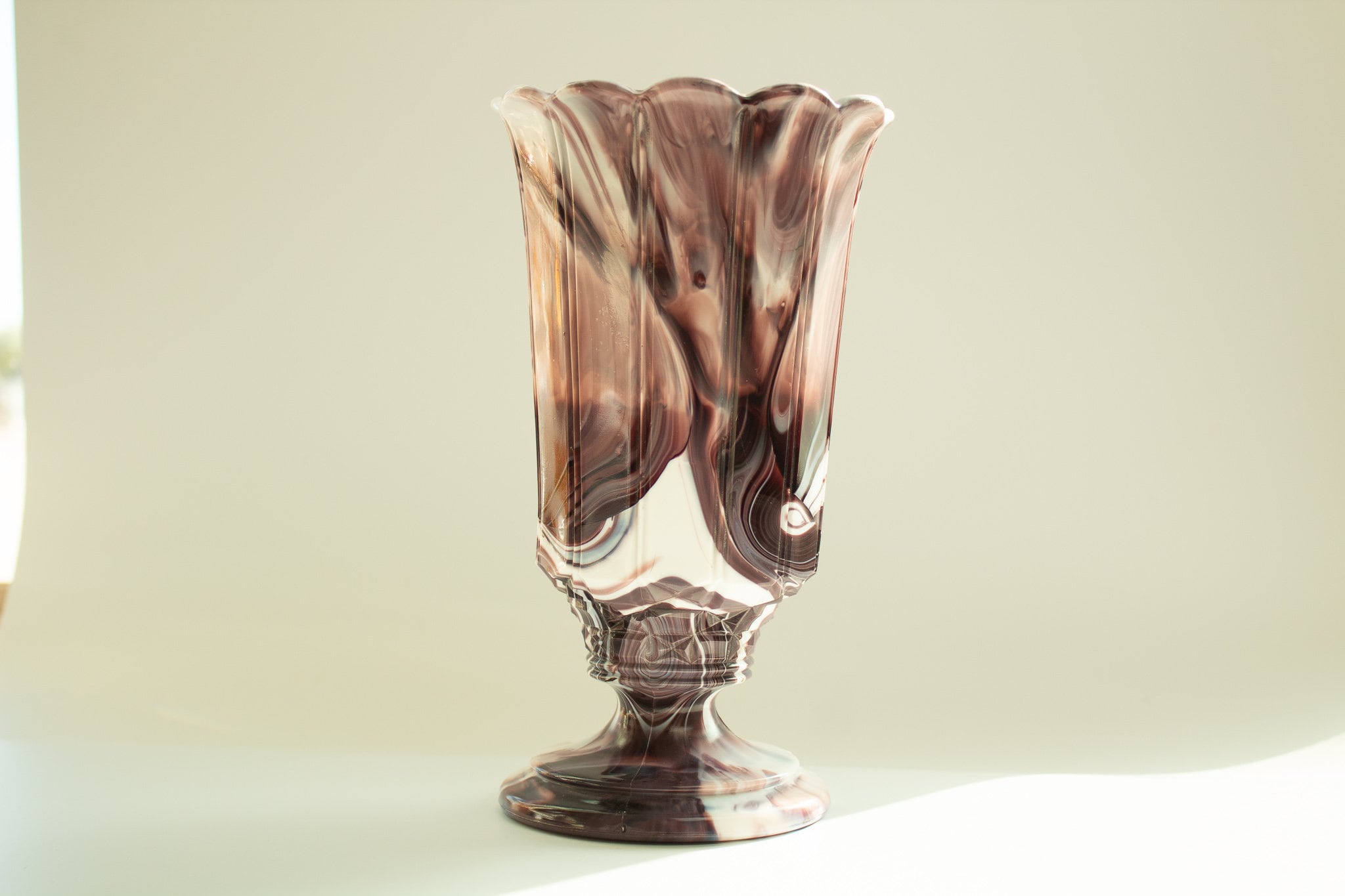 Antique Purple Slag Glass Pedestal Vase - Etsy