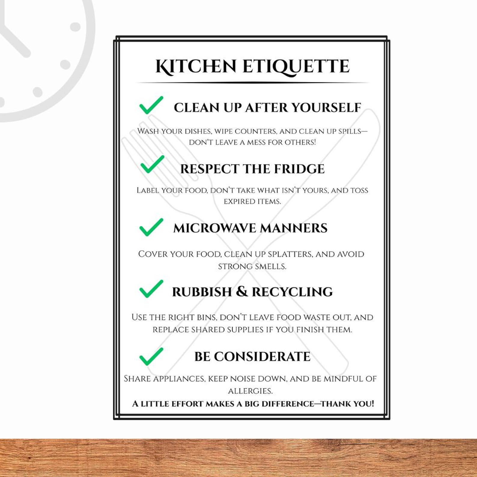 Kitchen Rules Office Kitchen Rules Workplace Etiquette Poster Office ...