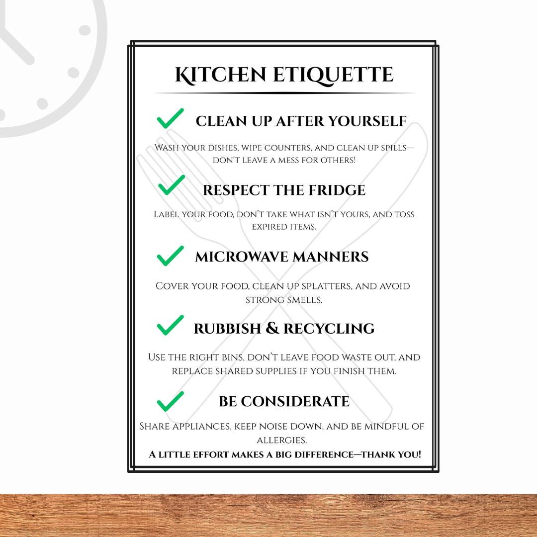 Kitchen Rules Office Kitchen Rules Workplace Etiquette Poster Office ...
