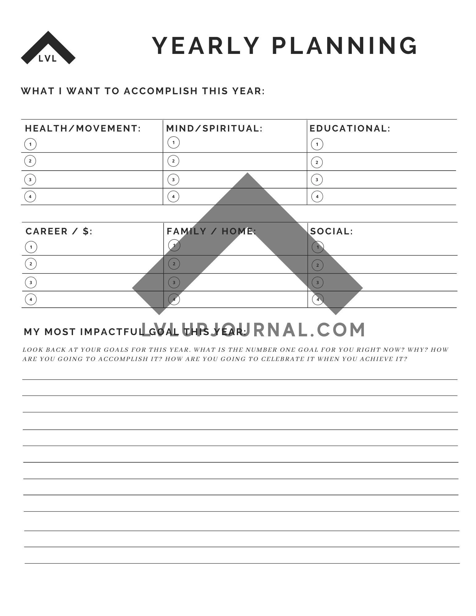 Printable Yearly Planning Worksheet, Goal Setting, Passion Planning - Etsy