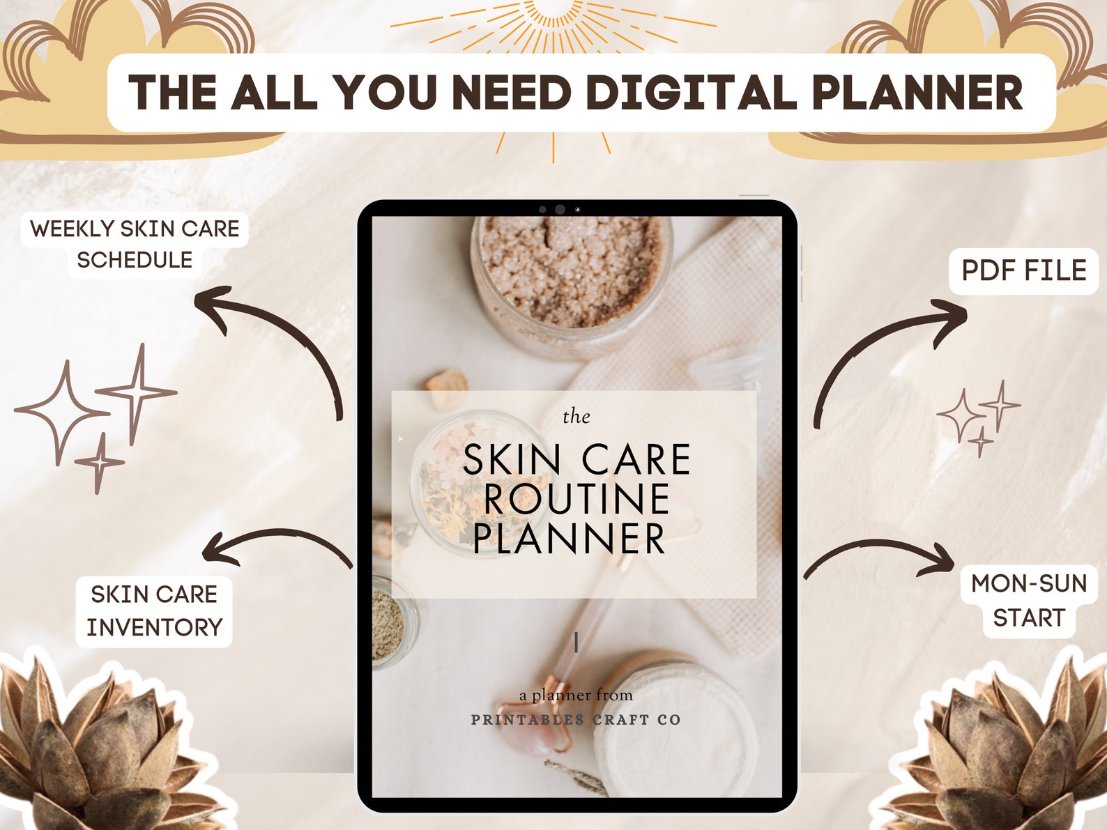 Minimalist Skin Care Routine Planner | Planner Printable, Download ...