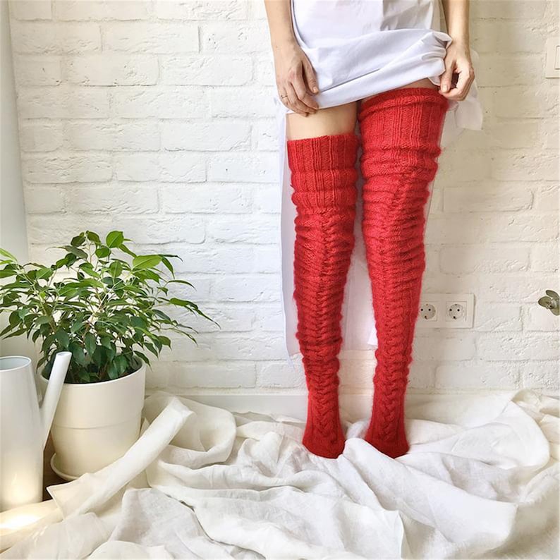 Winter Sexy Knitted Long Socks Women Long Stockings Warm Thigh Etsy