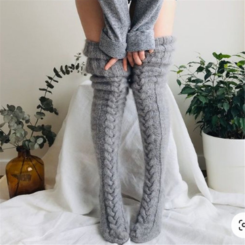 Winter Sexy Knitted Long Socks Women Long Stockings Warm Thigh Etsy