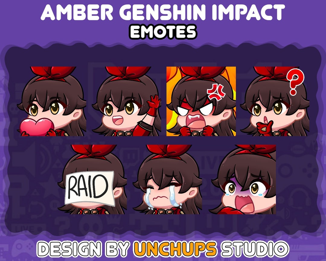 7x Emotes / Twitch Emotes / Emoticon Amber Genshin Impact for Twitch ...