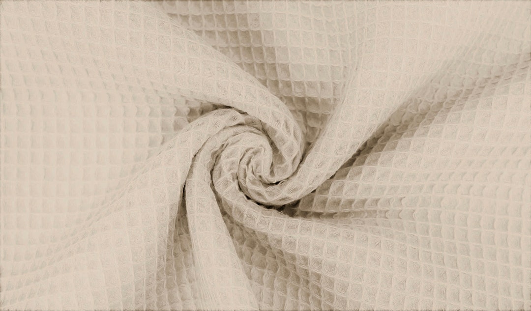 Waffle Pique, Waffle Piqué, Natural, Natural, Waffle Fabric, 100% ...