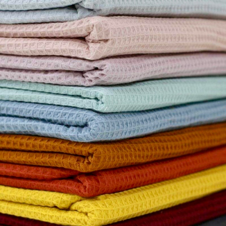 Buy Waffle Pique, Waffle Piqué, Sea Green, Waffle Fabric, 100% Cotton ...