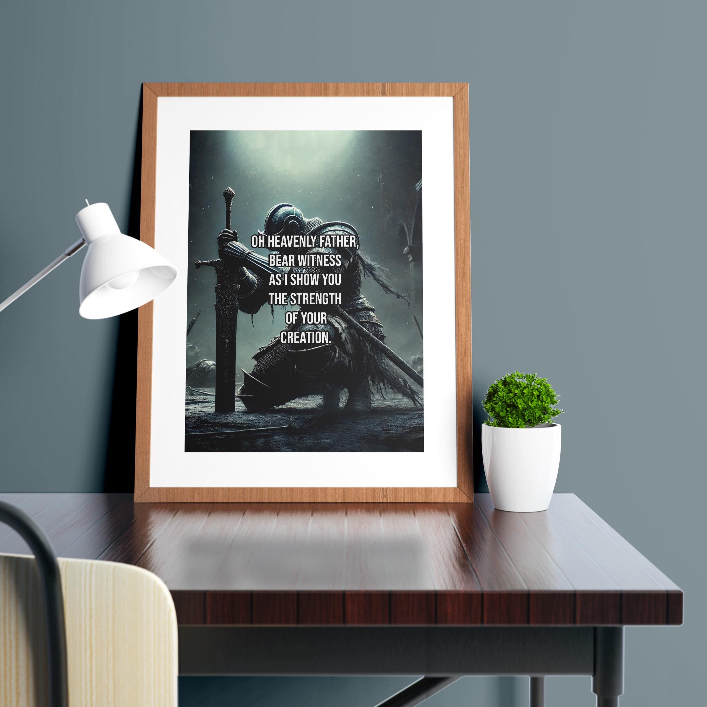 Medieval Knight Wall Art - "bear Witness" Motivational Quote Poster ...