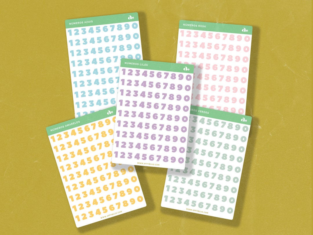 Colorful Numbers 5 Colors Available Bullet Journal Sticker, Planner ...