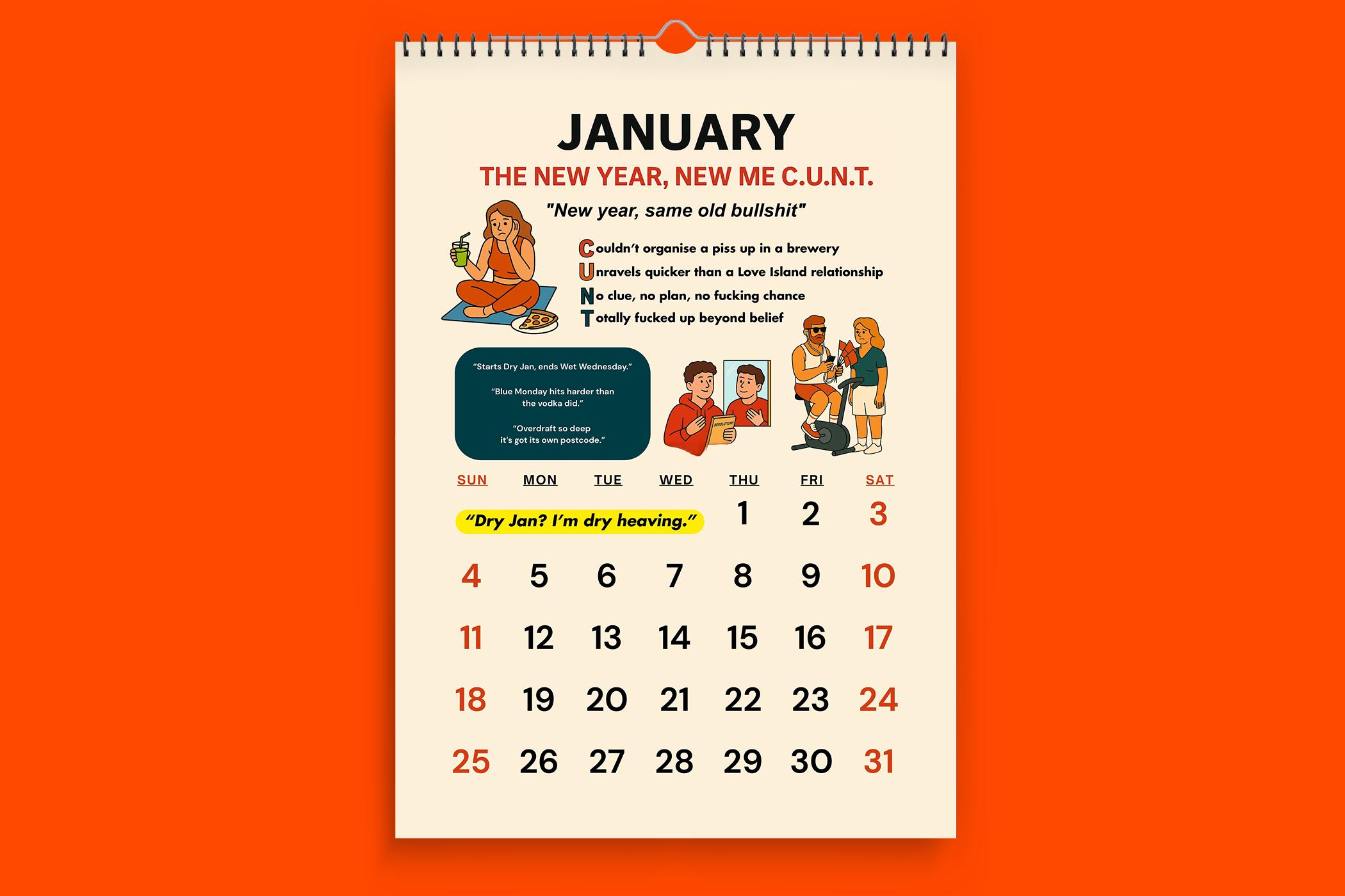 The C.U.N.T. Calendar 2026 | Funny Adult Wall Calendar | Rude Gag Gift ...