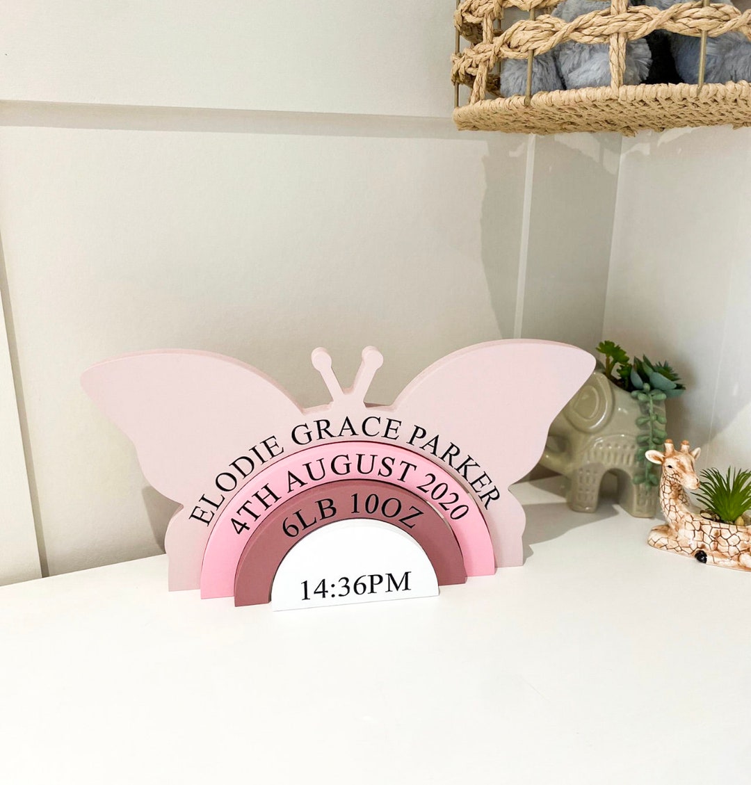 Newborn Baby Rainbow Stacker,personalised Butterfly Modern Decor ...